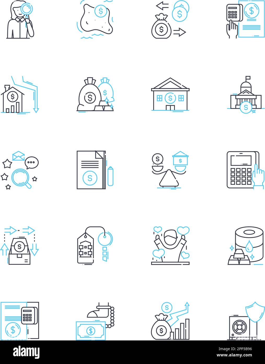 Early-stage investment linear icons set. Seed, Angel, Venture, Startup ...