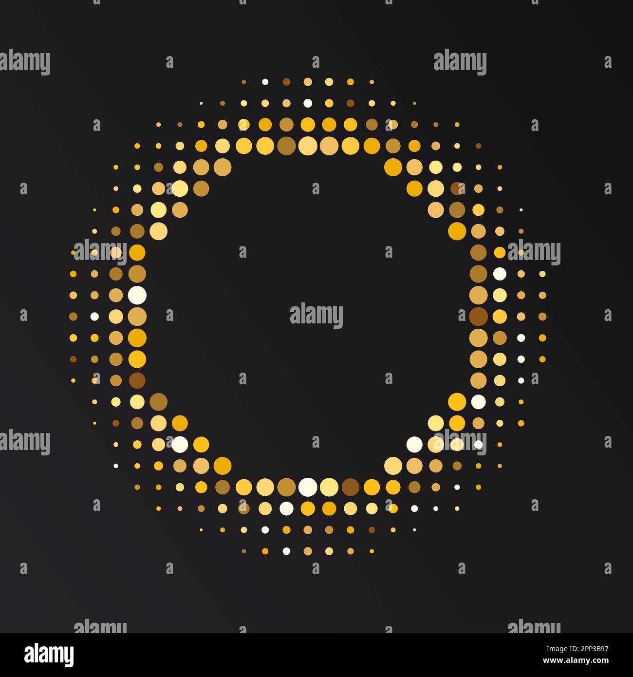 Gold Halftone round frame. Golden luxury Halftone circle logo Stock ...