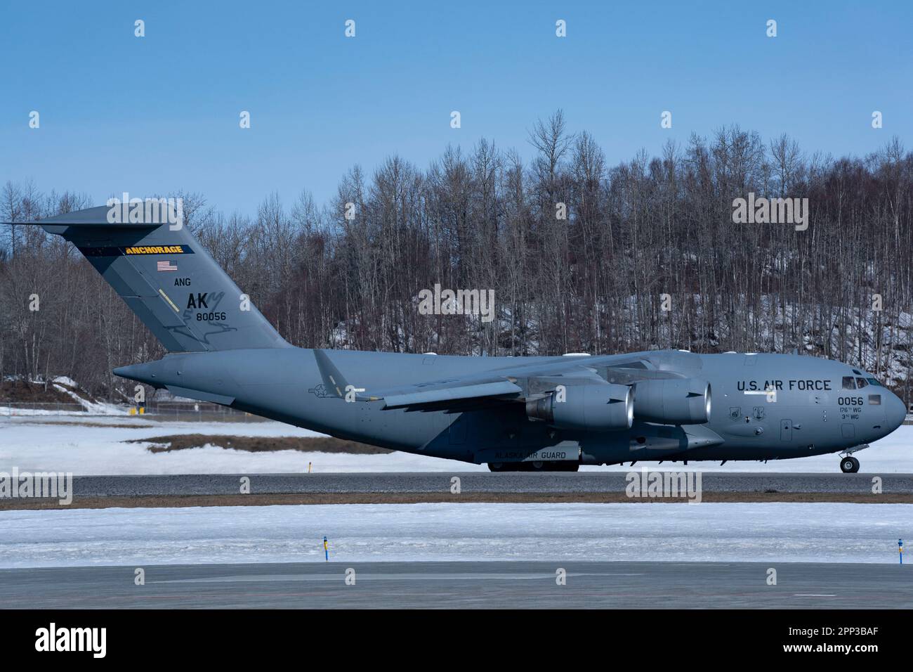 A U.S. Air Force C-17 Globemaster III assigned to the 3rd Wing prepares to take off at Joint ...