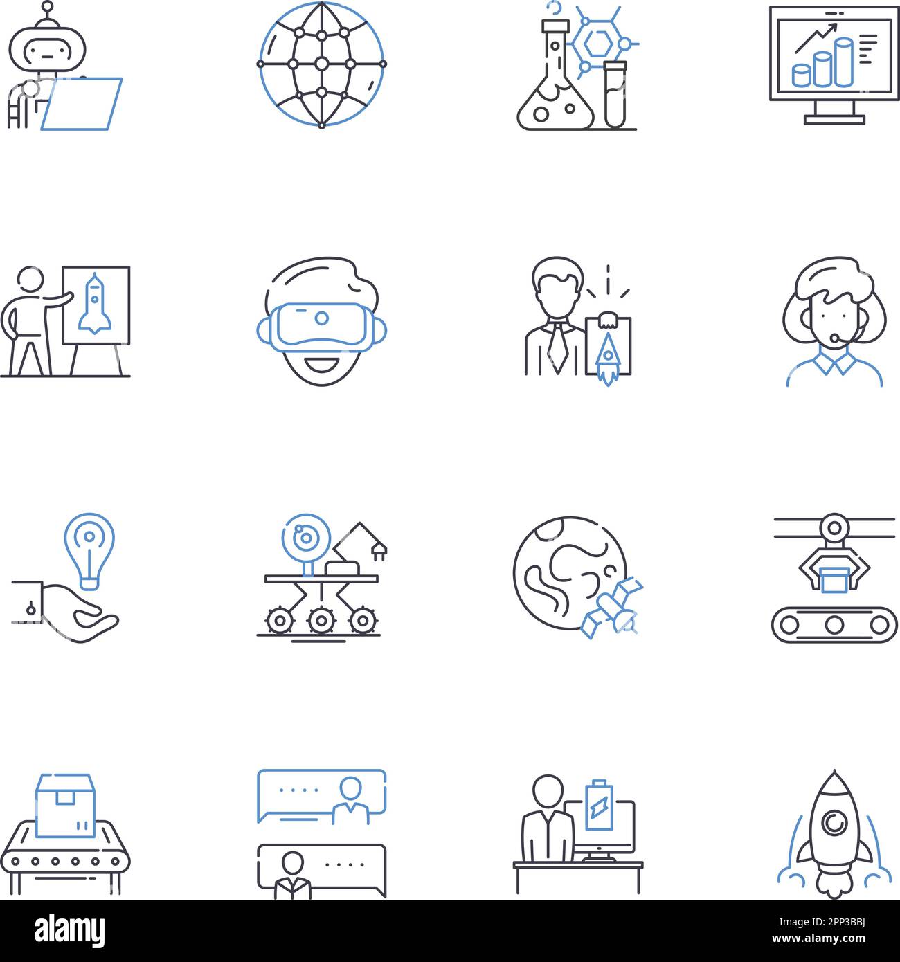 Contemporary Technologies line icons collection. Cybersecurity ...