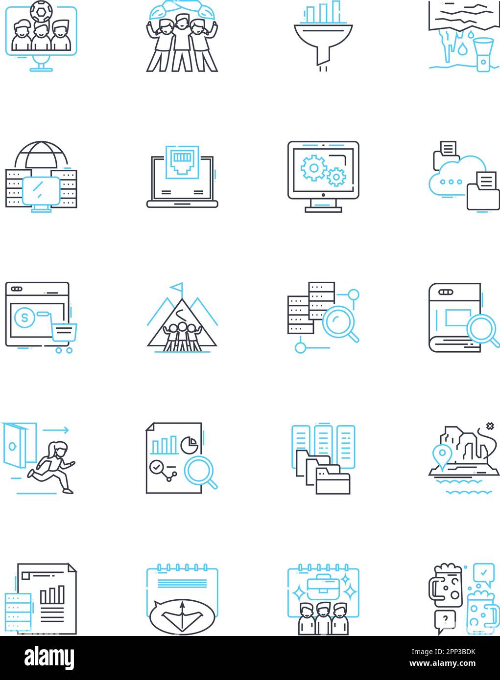 Collaborating linear icons set. Partnership, Cooperation, Jointly ...