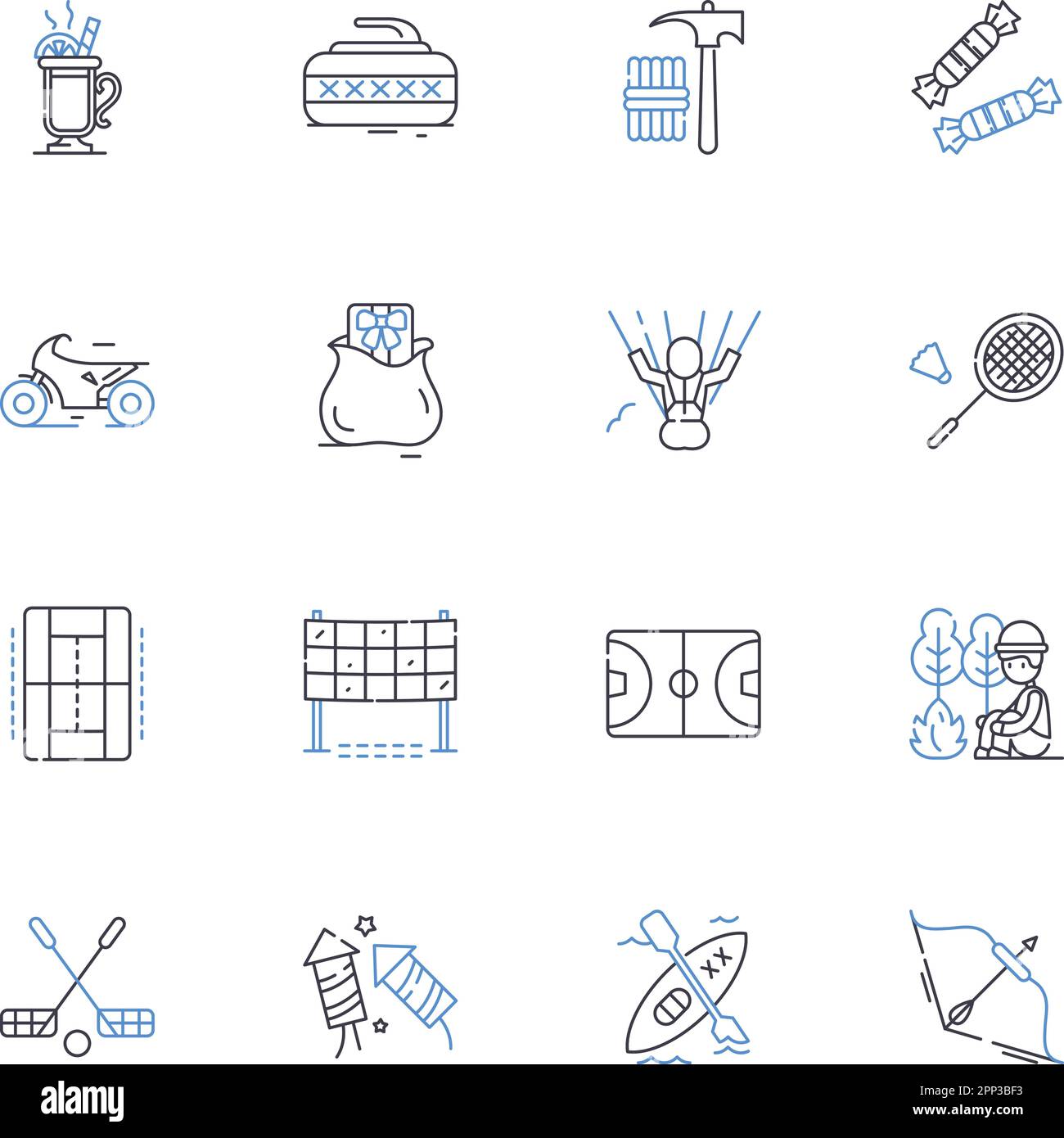 Two free days and sports games line icons collection. Leisure ...