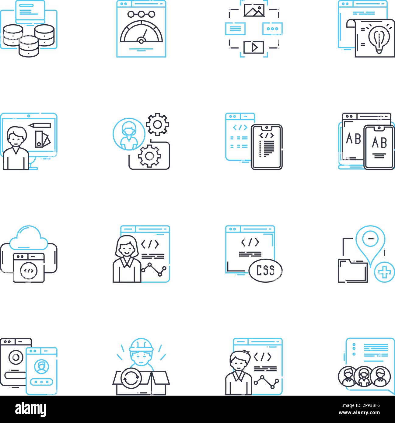 Legal assistance linear icons set. Lawyers, Litigation, Counsel ...