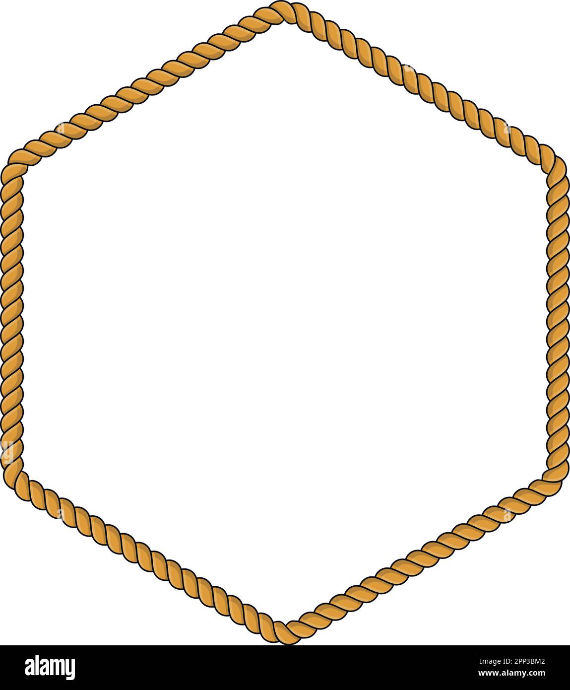 Hexagonal rope frame isolated on white background. Twisted cord Stock ...