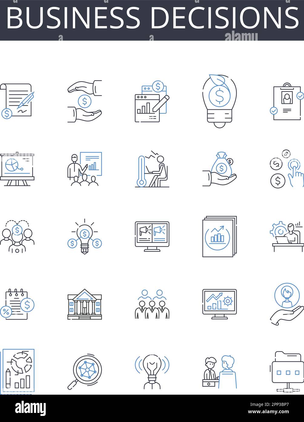 Business decisions line icons collection. Navigation, Buttons ...