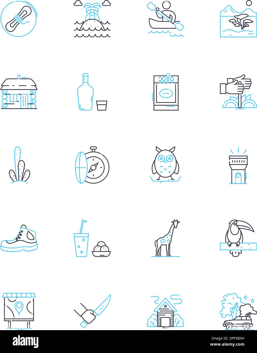 Landscape linear icons set. Scenic, Vast, Majestic, Picturesque, Serene ...