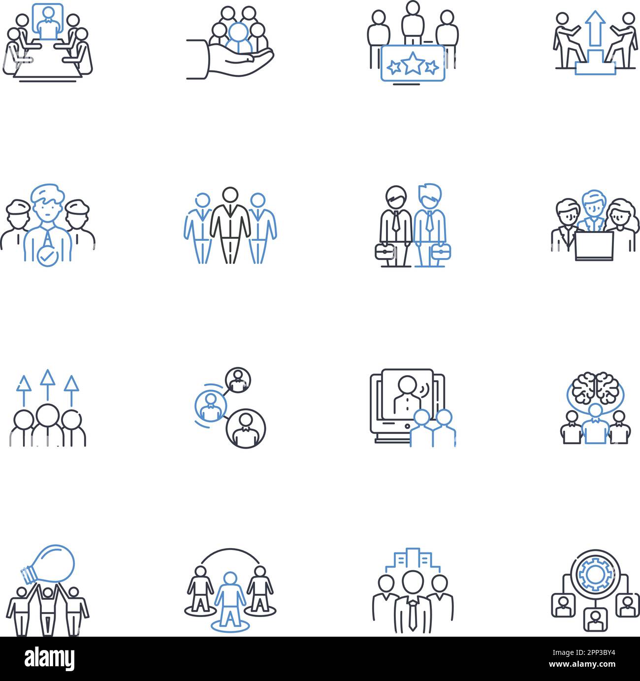 Administration Team Line Icons Collection Coordination Efficiency Communication