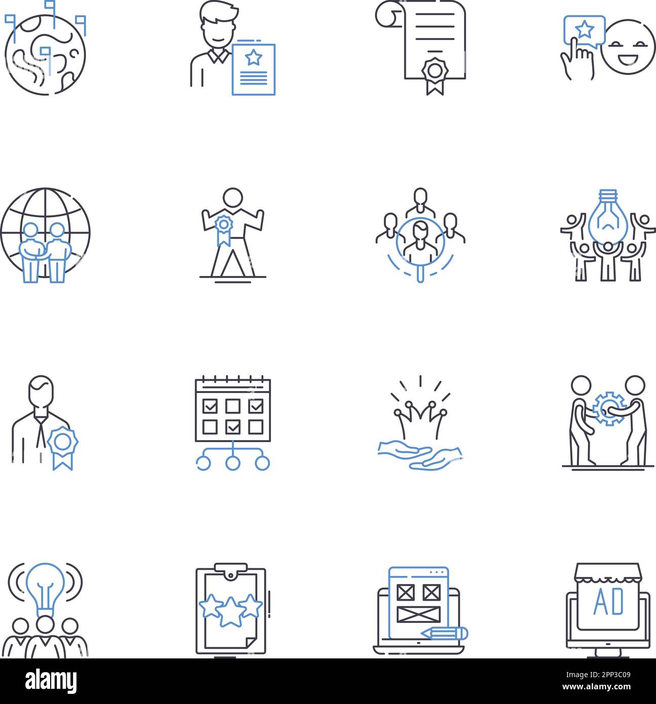 Content marketing line icons collection. Strategy, Blog, Social media ...
