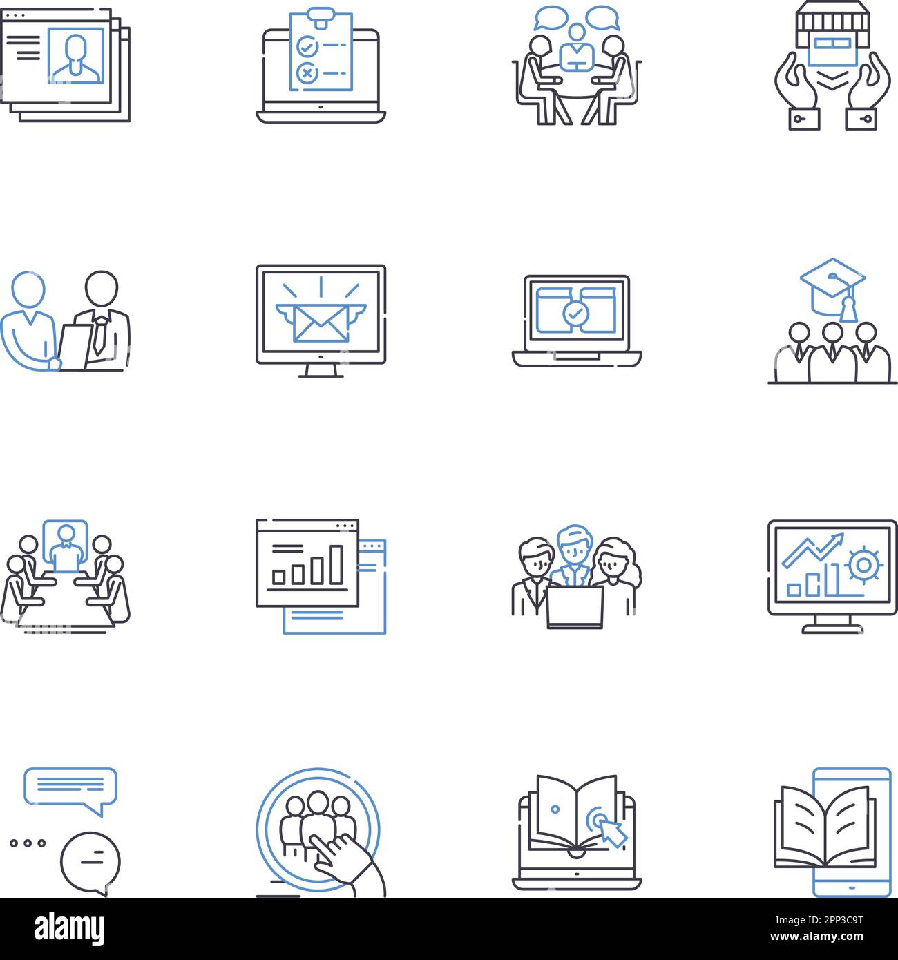 Telecommuters line icons collection. Remote, Virtual, Remote work ...