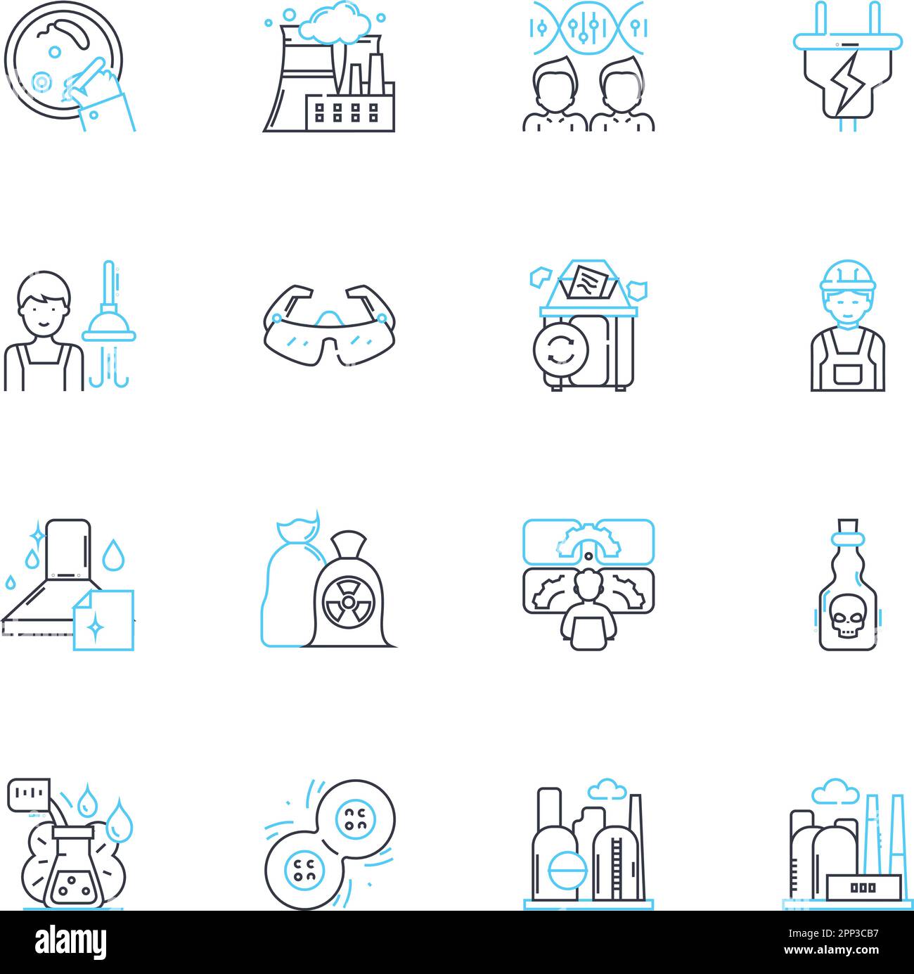 Chemical synthesis linear icons set. Polymerization, Catalysis ...