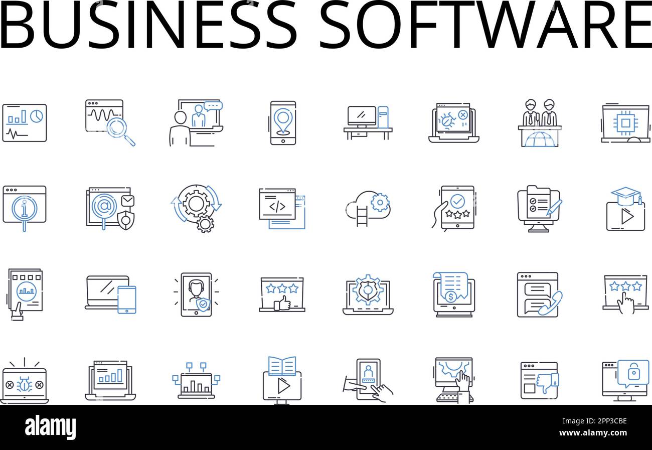 Business software line icons collection. Management system, Enterprise ...