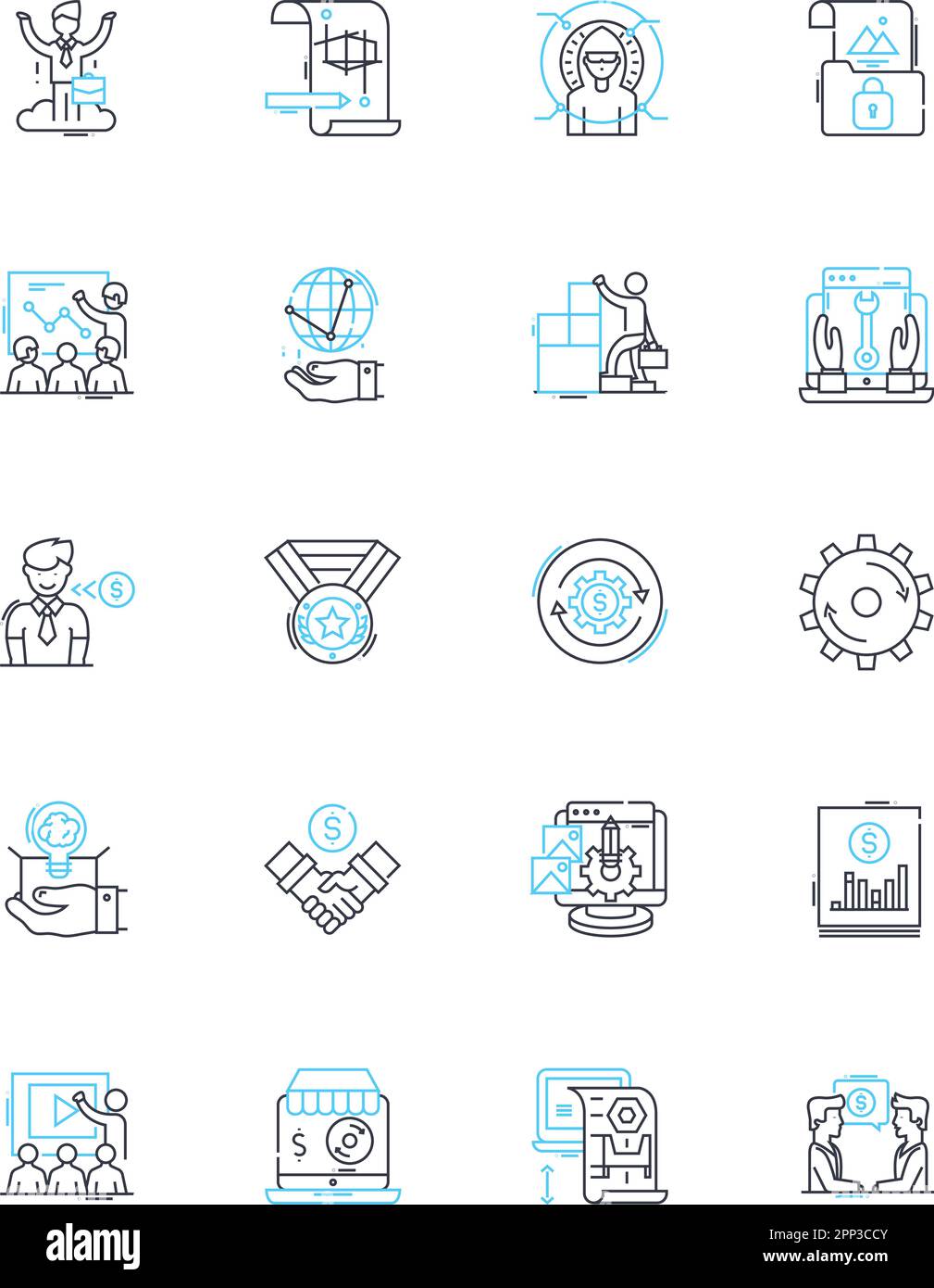 Improvement linear icons set. Progress, Growth, Betterment, Advancement ...