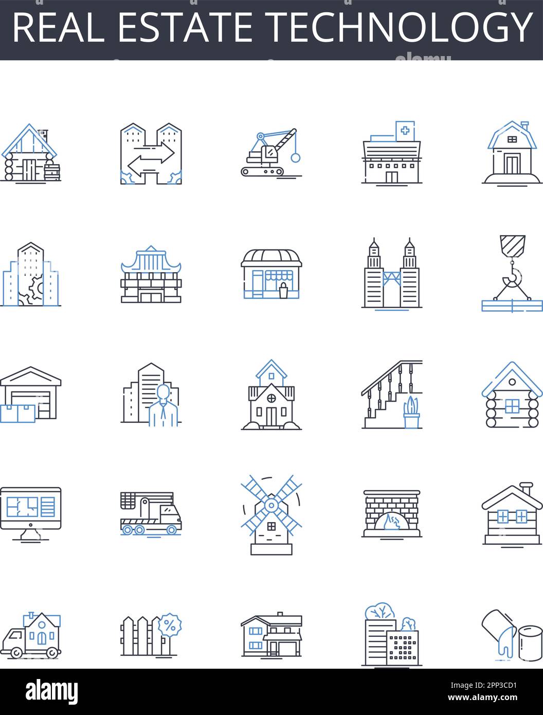 Real Estate Technology line icons collection. Discovery, Expedition ...