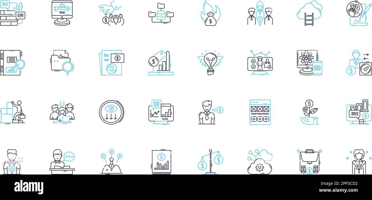 Revenue generation linear icons set. Sales, Profits, Income, Turnover ...