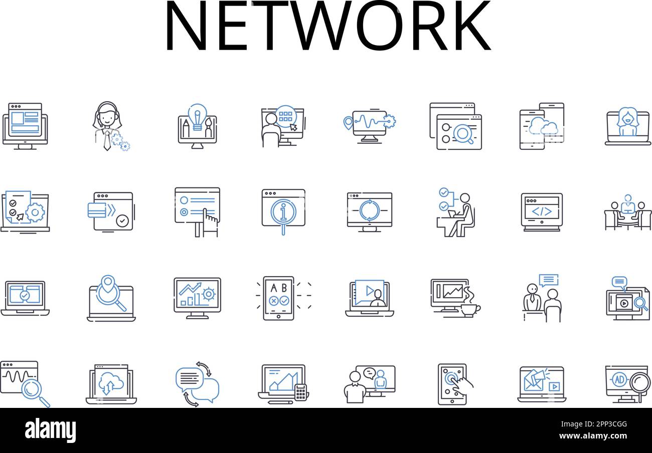 Network Line Icons Collection Alliance Partnership Connection Linkage Syndicate