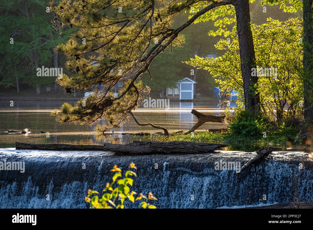 High Falls Lake above the spillway and falls at High Falls State Park ...