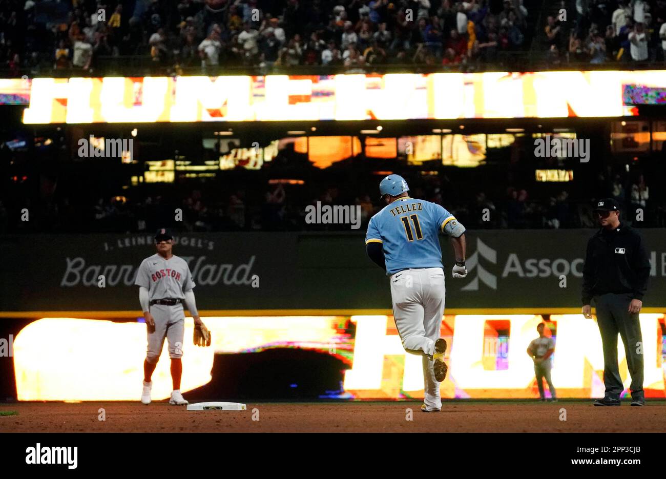 Milwaukee Brewers' Rowdy Tellez (11) rounds the bases after hitting a ...