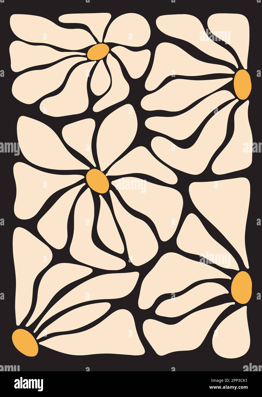 Hand drawn organic cut out flowers in modern style abstract background ...