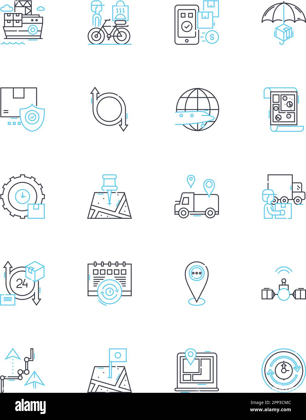 Street address linear icons set. Number, Sign, Avenue, Road, Boulevard ...