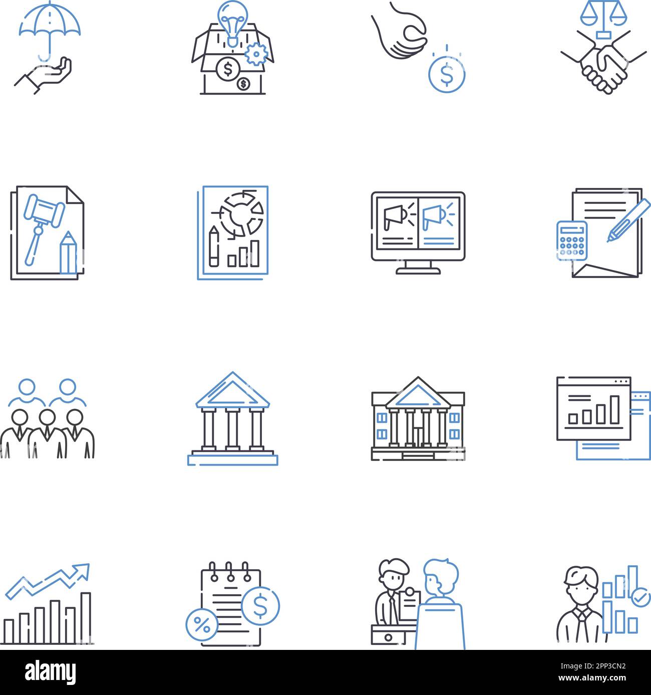 Budget Administration Line Icons Collection Fiscal Accounting Allocation Analysis Audit