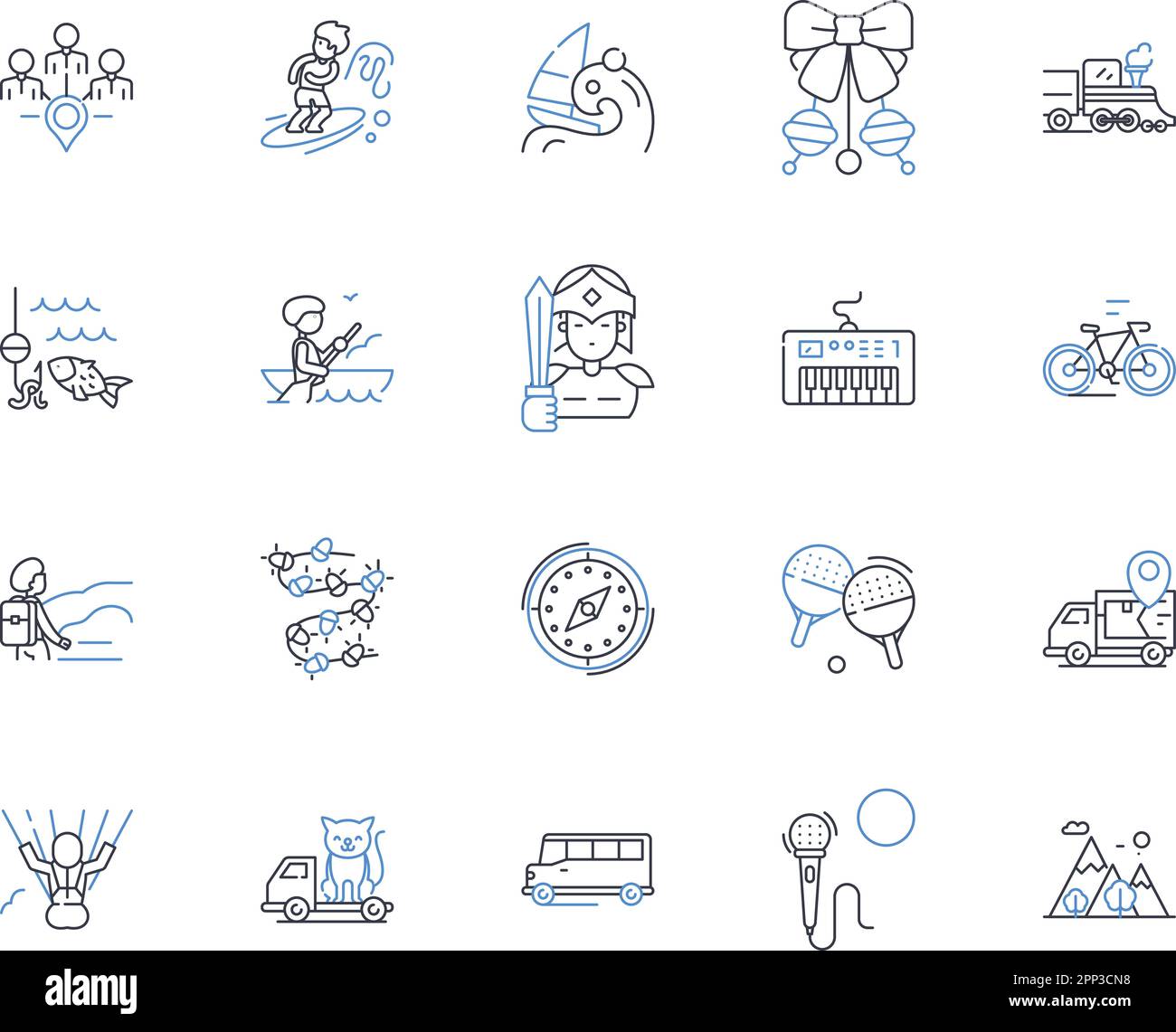 Happy relaxation line icons collection. Serenity, Bliss, Joy, Delight ...