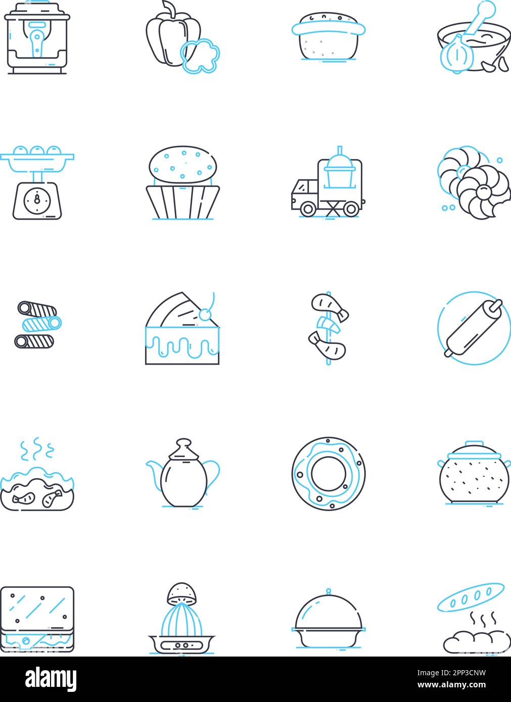 Family restaurant linear icons set. Home-style, Comfort, Generous ...