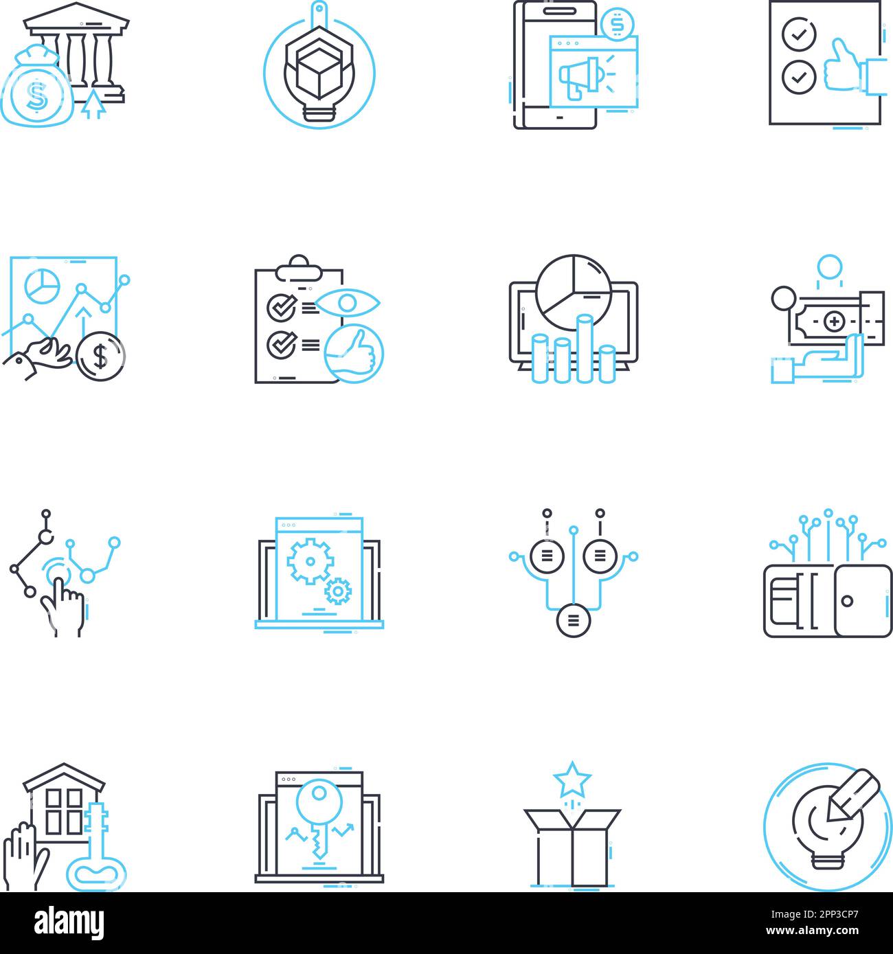 Revenue profits linear icons set. Growth, Sales, Income, Earnings ...