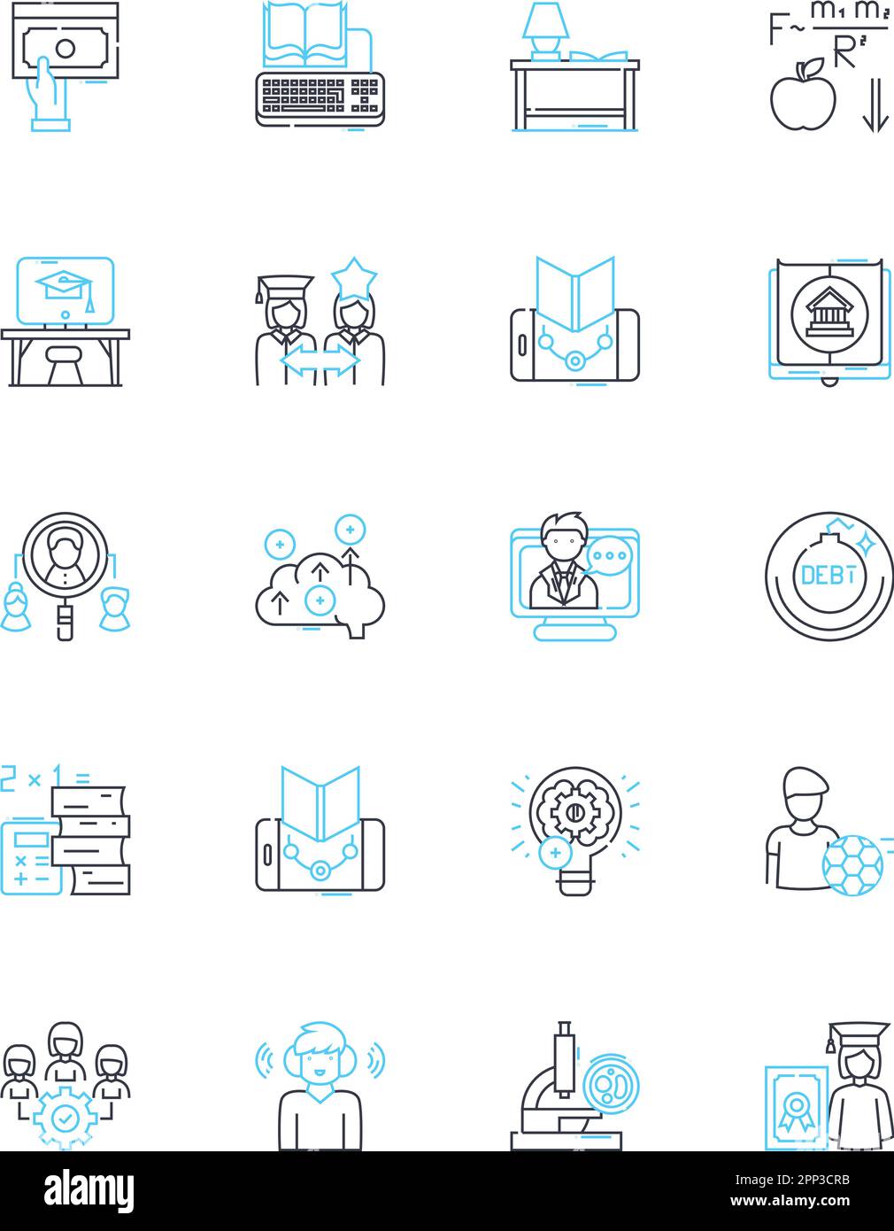 Academic drive linear icons set. Determination, Motivation, Focus ...