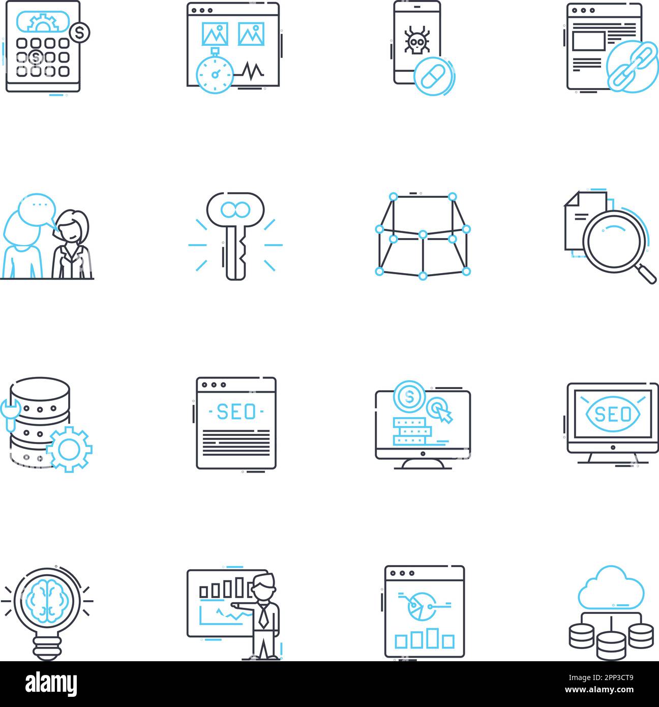 Education linear icons set. Learning, Knowledge, Schooling, Literacy, Academics, Curriculum ...