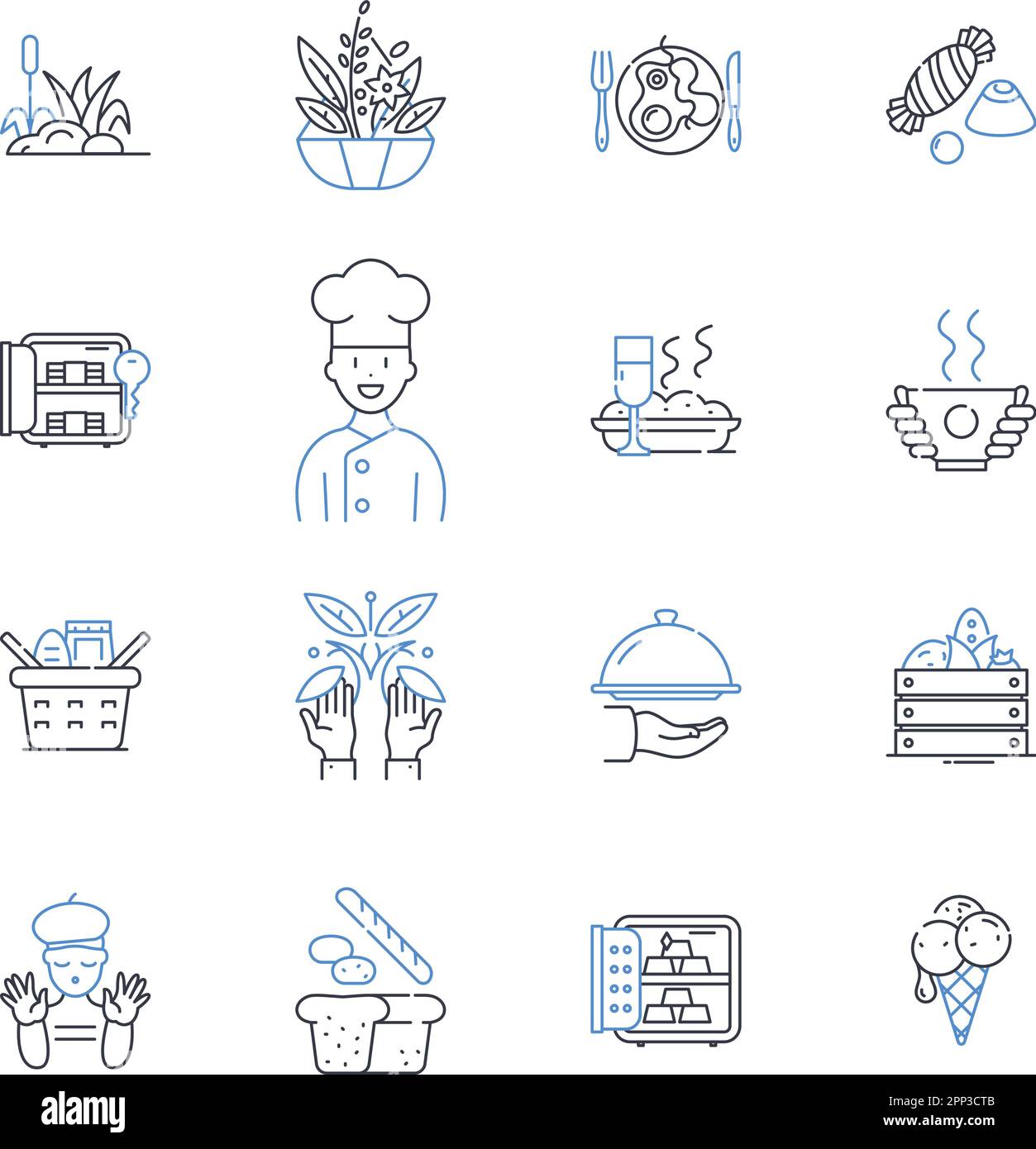 Snack bar line icons collection. Energy, Quick, Bite-sized, Refreshment ...