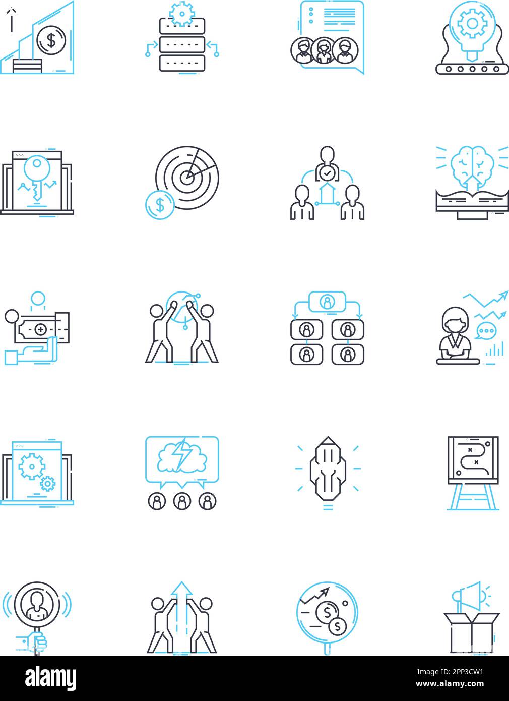 Firm enterprise linear icons set. Profitable, Competitive, Innovative ...