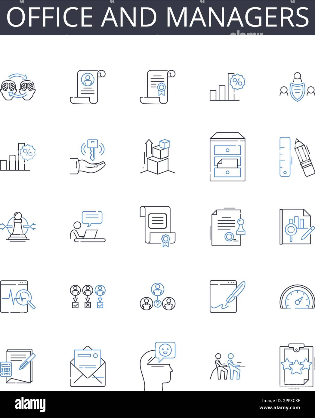 Office and managers line icons collection. CEO and executives, Business ...