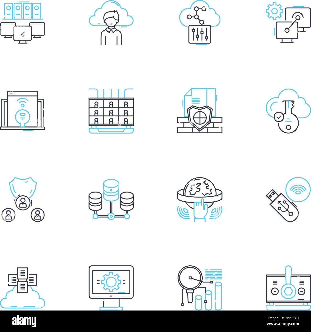 Cloud likelihood linear icons set. Probability, Chance, Forecast ... Cloud likelihood linear icons set. Probability, Chance, Forecast ...