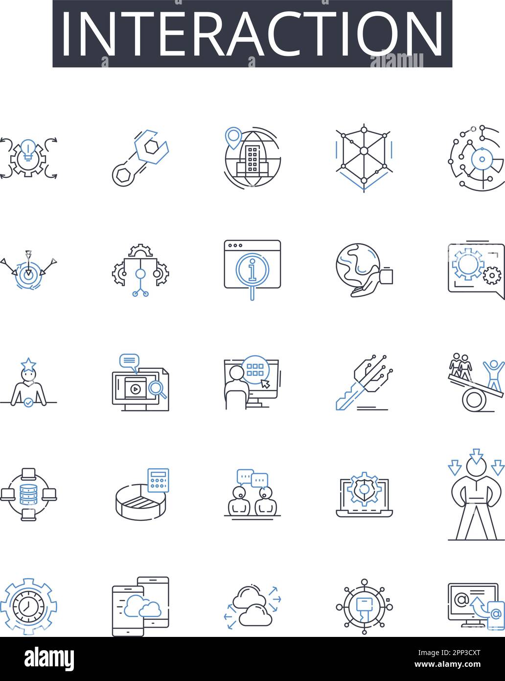 Interaction Line Icons Collection Communication Collaboration