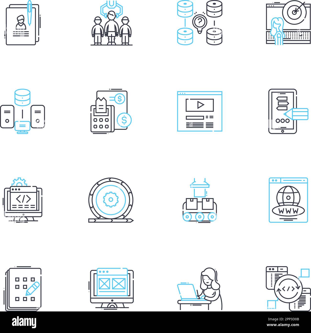 Portable Computer Linear Icons Set Laptop Notebook Ultrabook