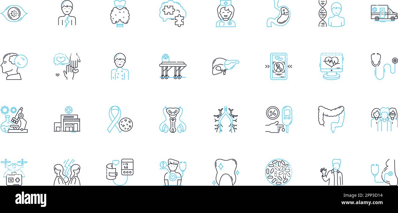 Kin wellness linear icons set. Movement, Balance, Strength, Flexibility ...