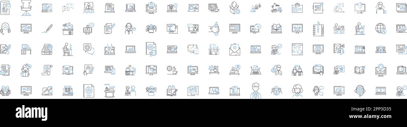 Long-distance trade line icons collection. Commerce, Exchange ...
