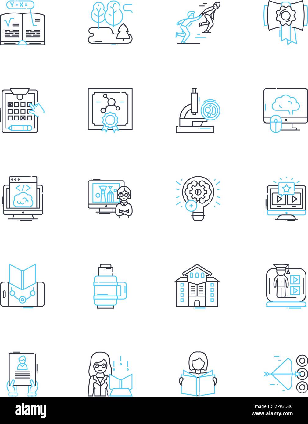 Proficiency linear icons set. Competency, Skillfulness, Mastery ...