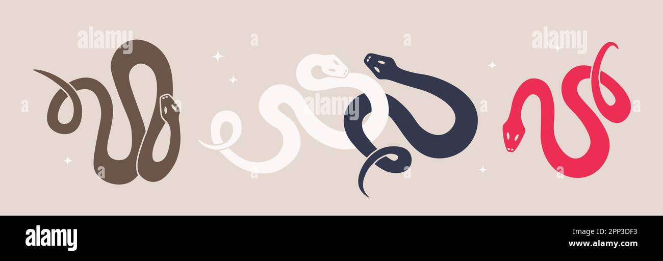 Twisted snake silhouettes. Flat vector illustration for design Stock ...
