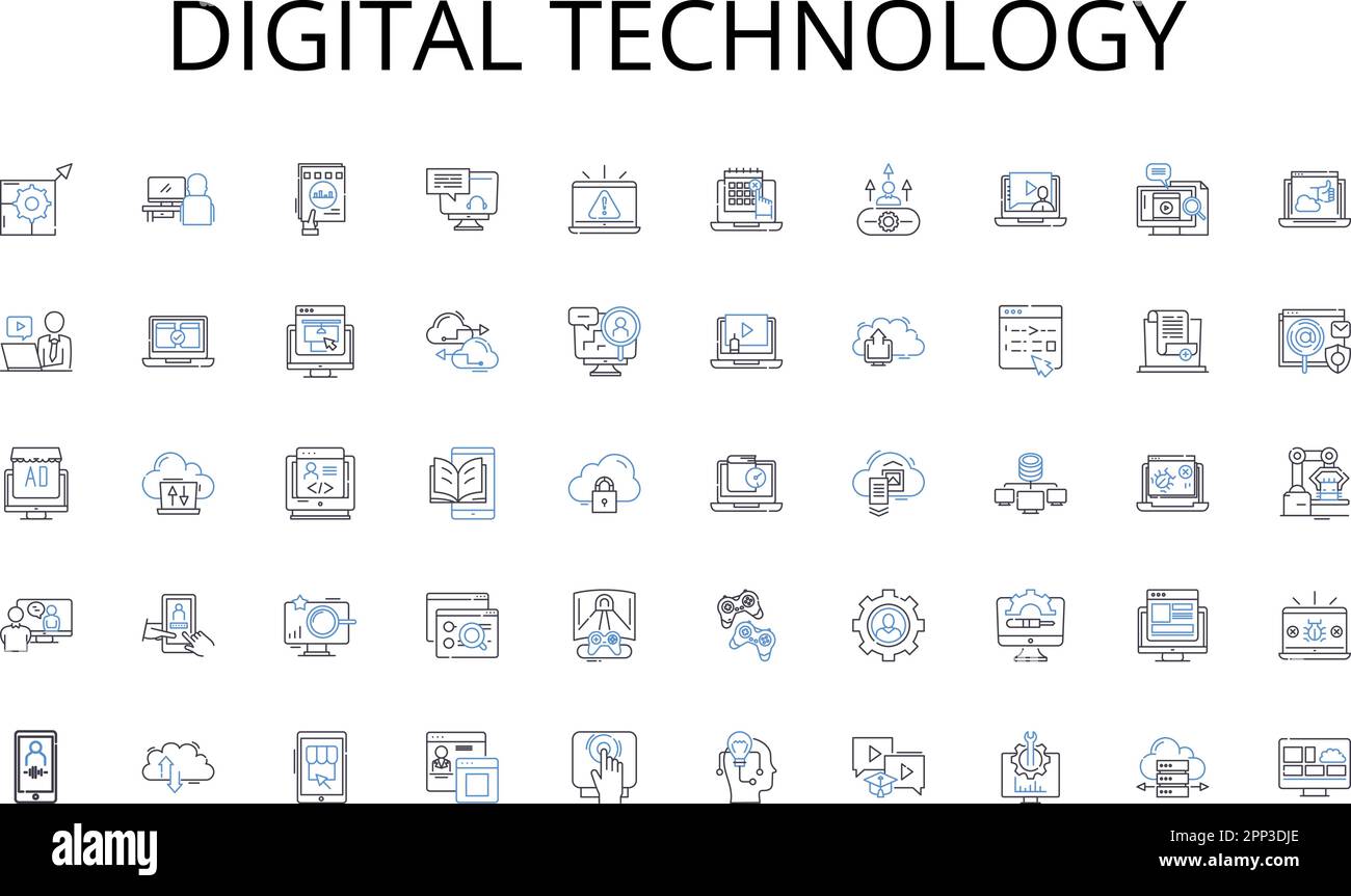 Digital technology line icons collection. Renovation, Excavation ...