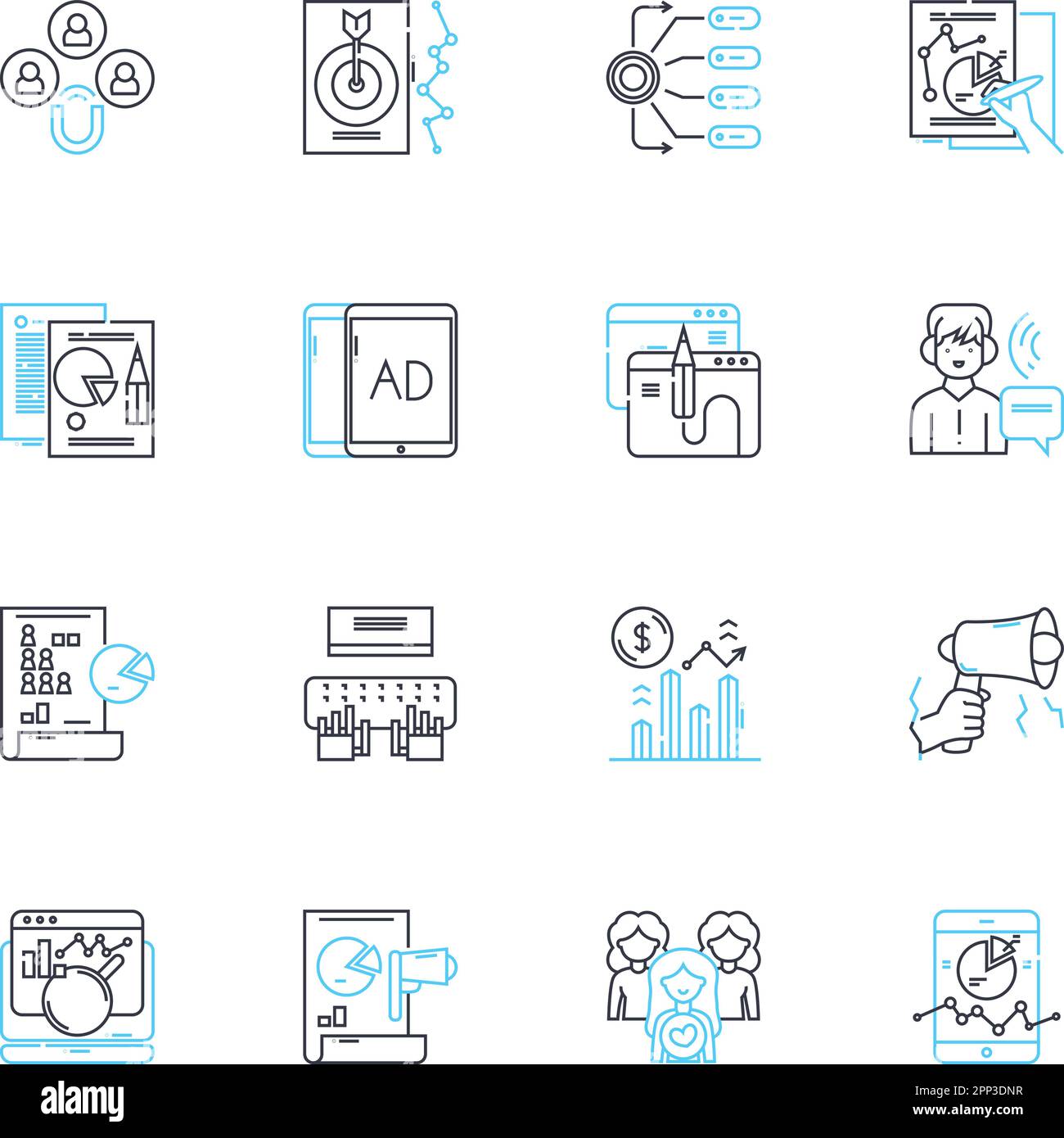 Investment banking linear icons set. Securities, Mergers, Acquisitions ...