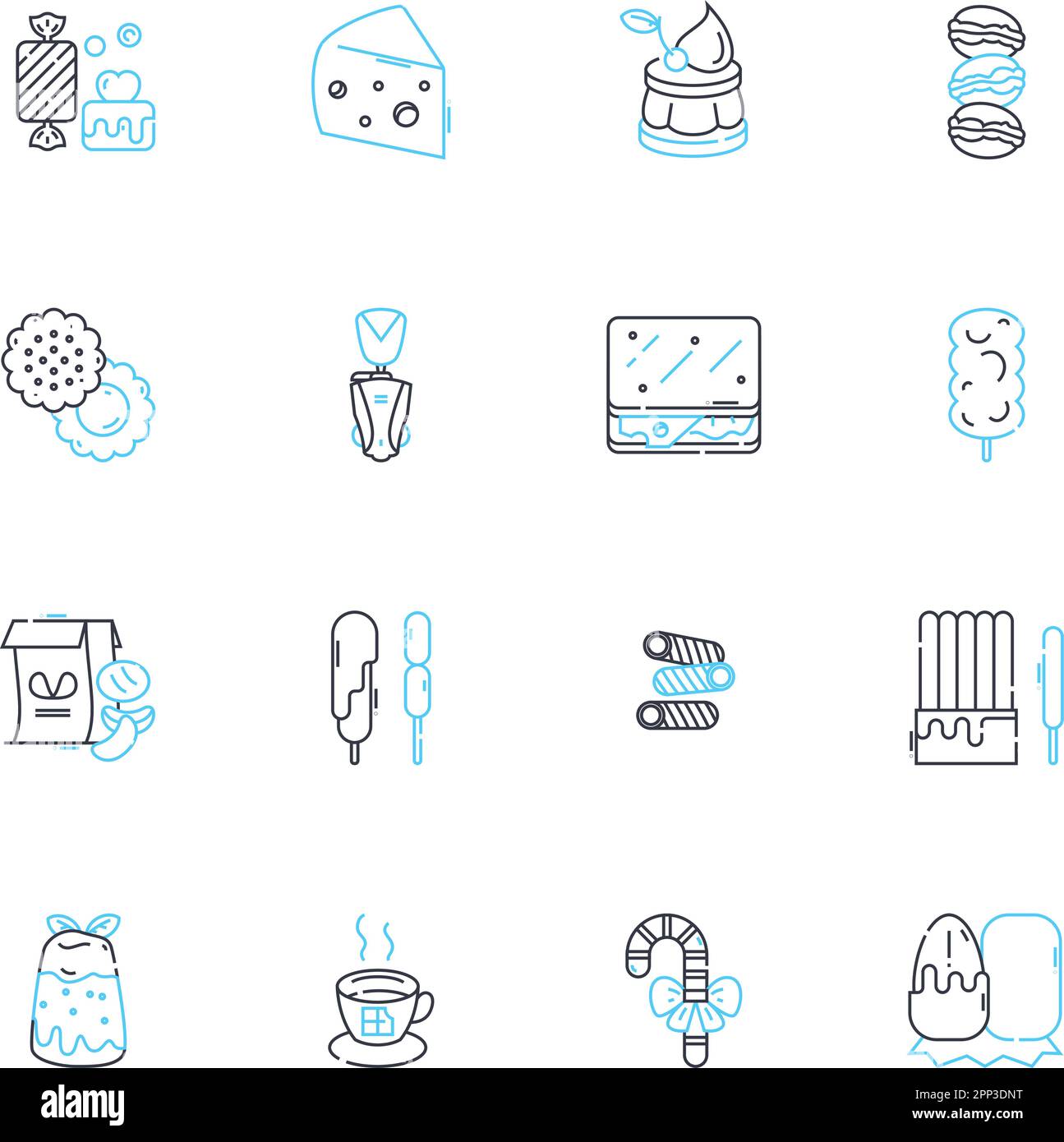 Confectiry linear icons set. Sweets, Candy, Chocolate, Confections ...