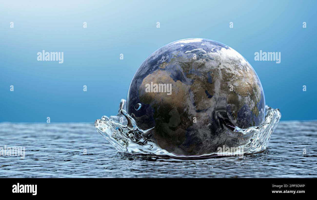 Rising water levels, conceptual illustration Stock Photo - Alamy