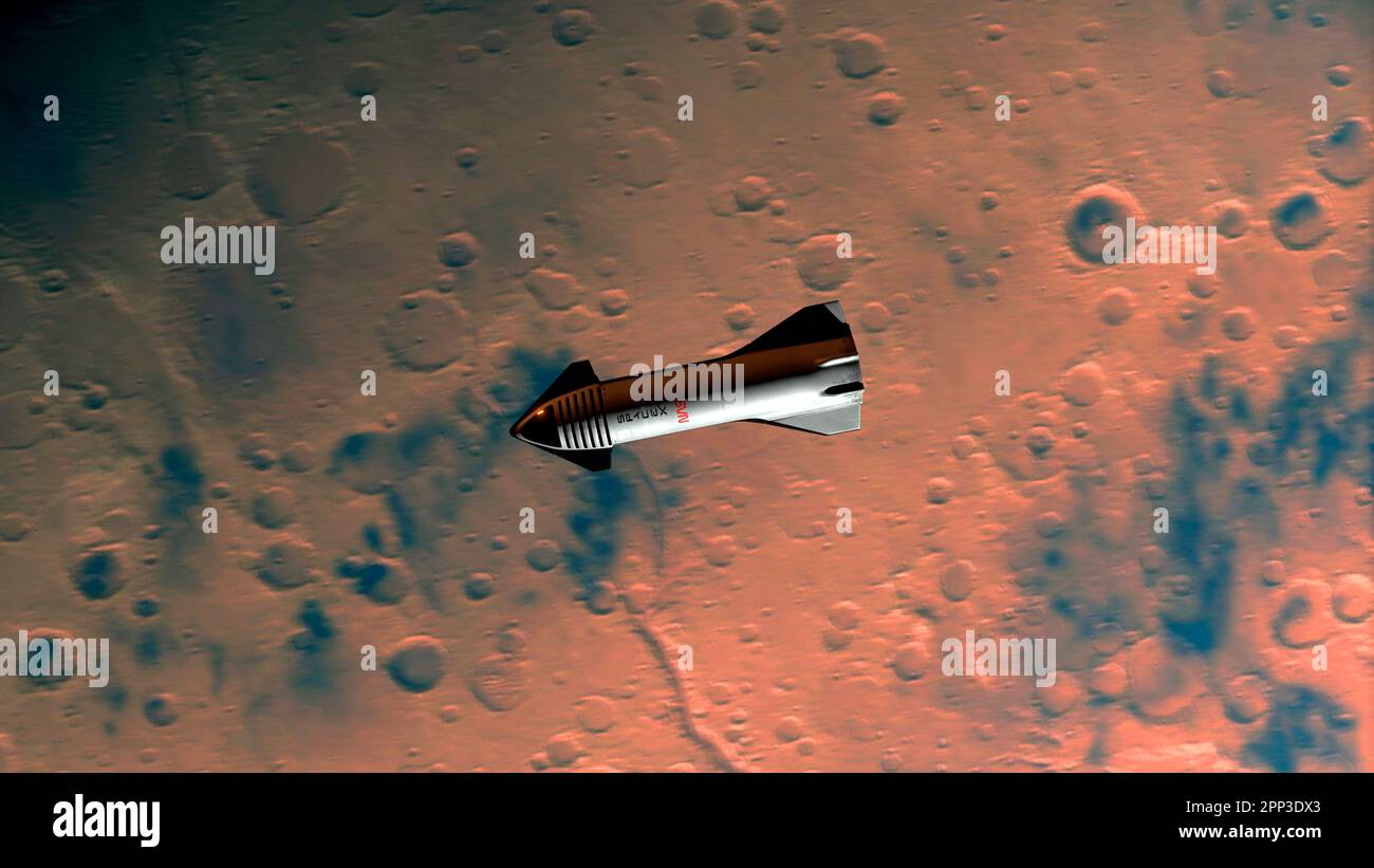 Artwork of Starship Above Mars Stock Photo - Alamy