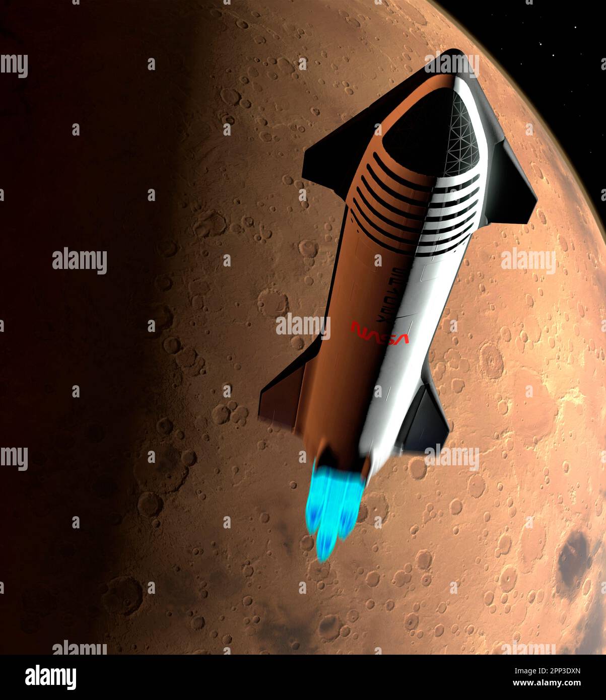 Artwork of Starship Above Mars Stock Photo - Alamy