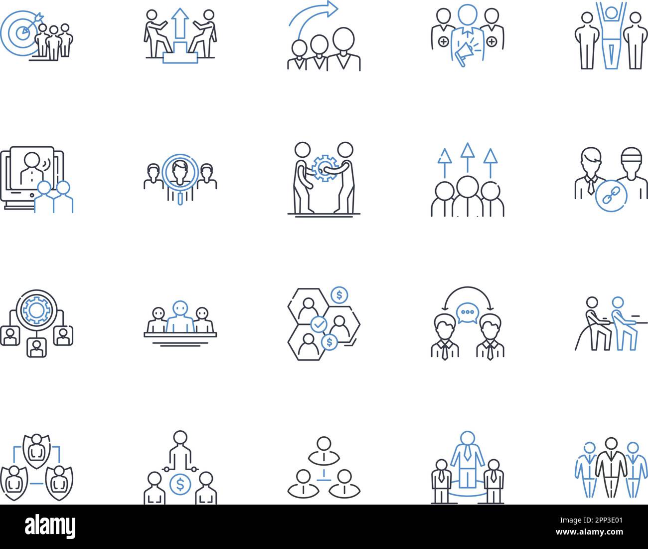 Synergy promotion line icons collection. Collaboration, Partnership ...