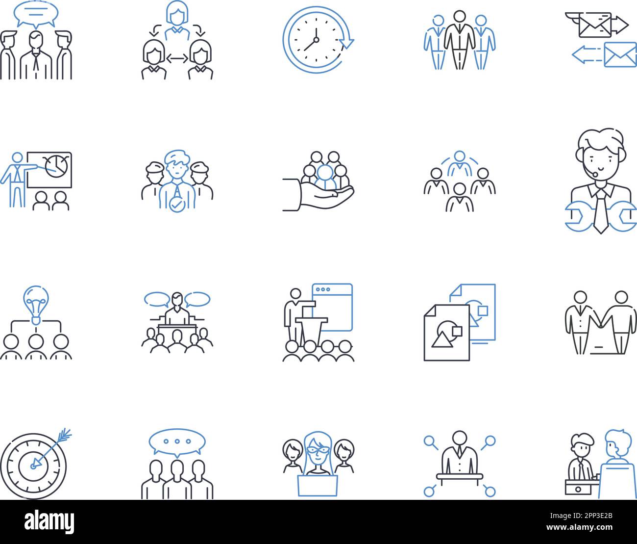 Collaboration Session Line Icons Collection Synergy Conjunction Cooperation Teamwork