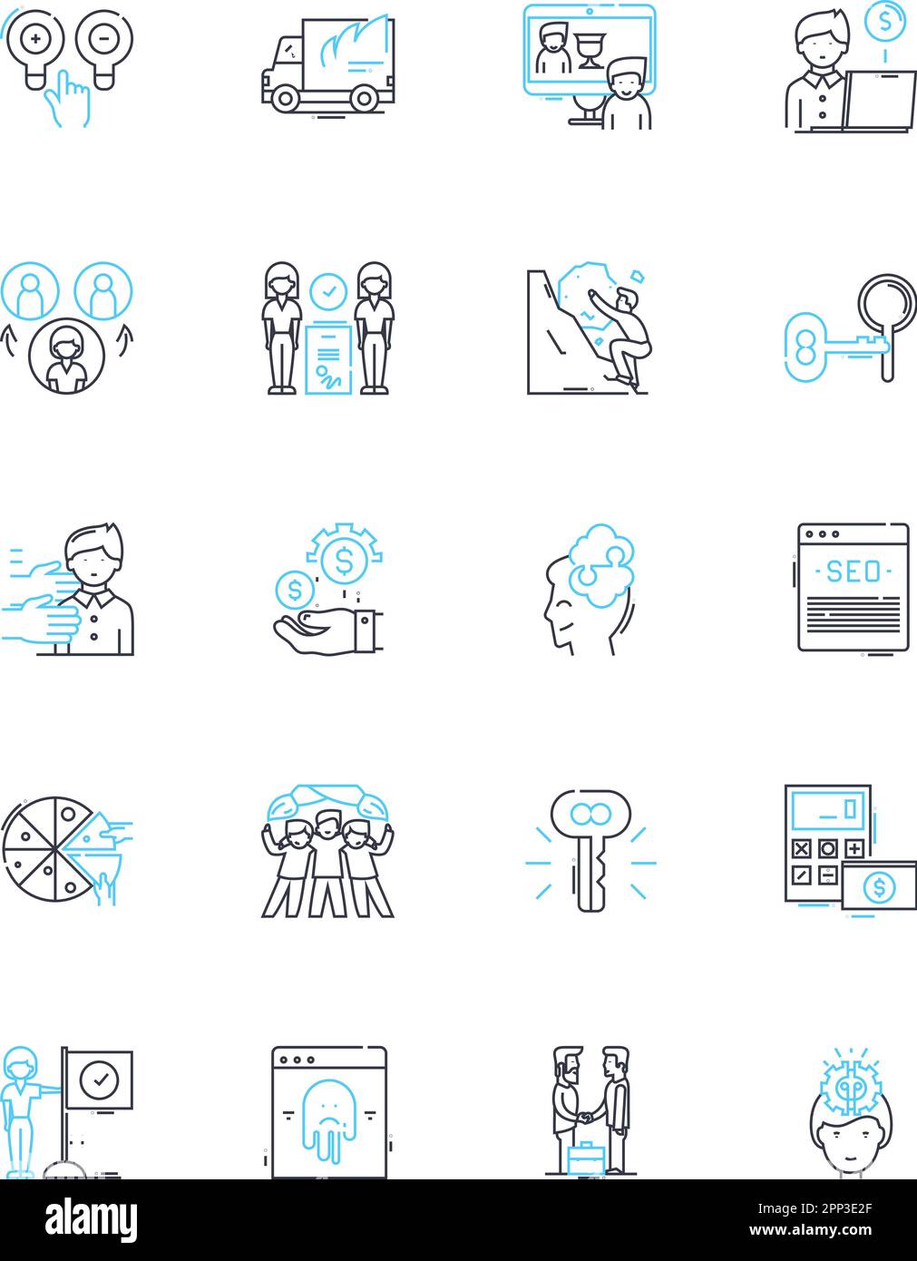Business creation linear icons set. Entrepreneurship, Startups ...