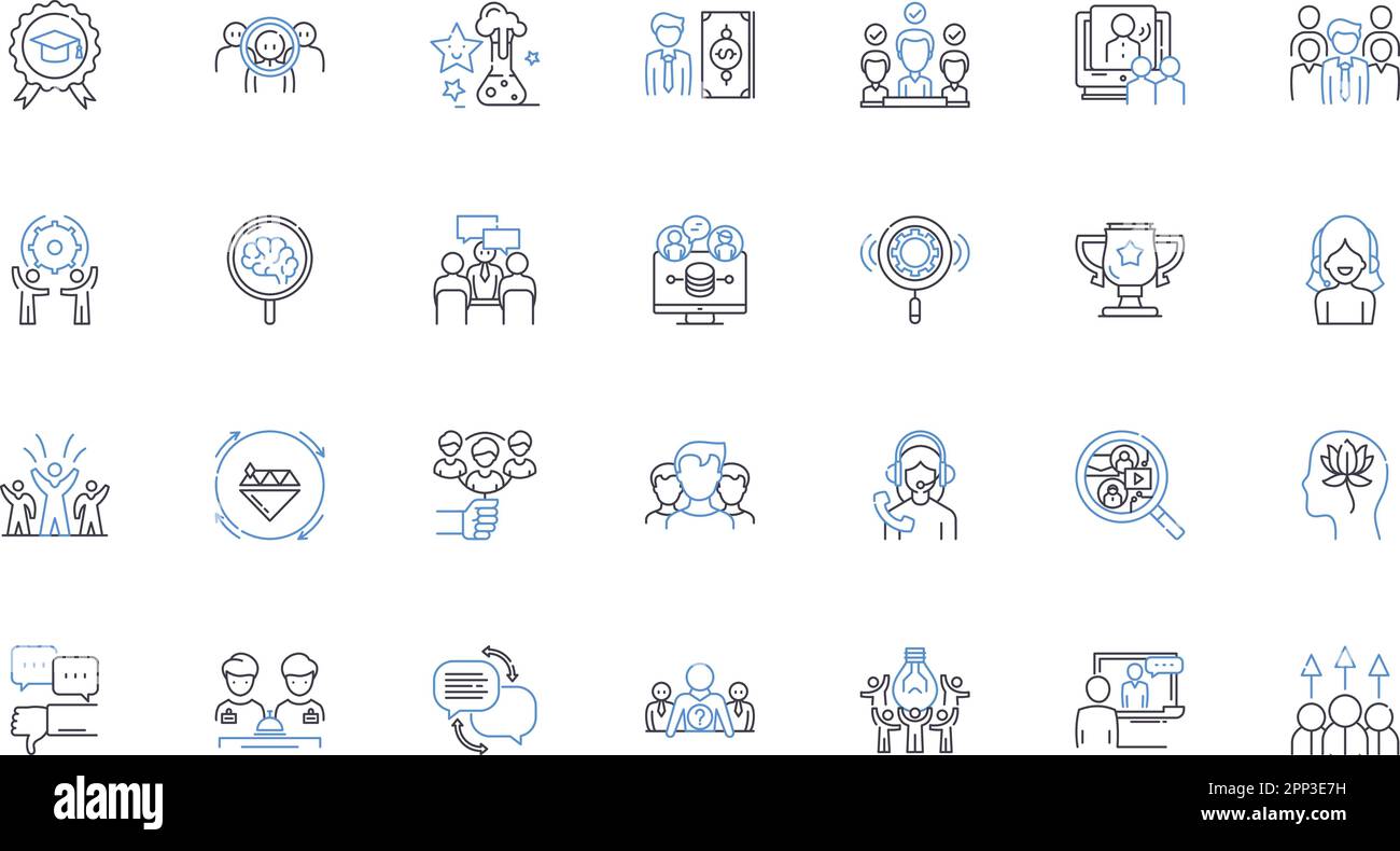 Team coaching line icons collection. Collaboration, Leadership, Communication, Trust ...