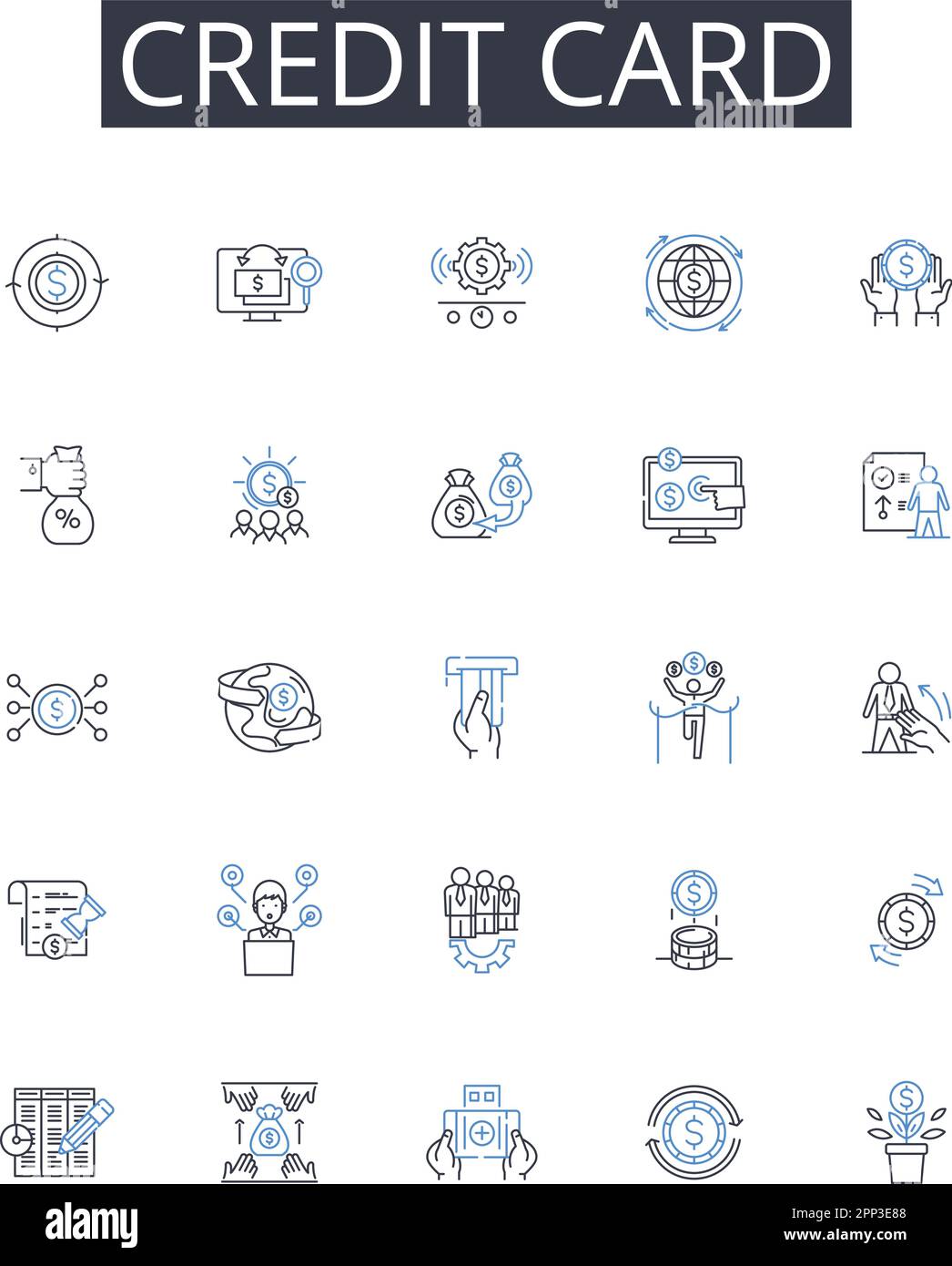 Credit card line icons collection. Debit card, Bank account, Payment method, Plastic my, Line of ...